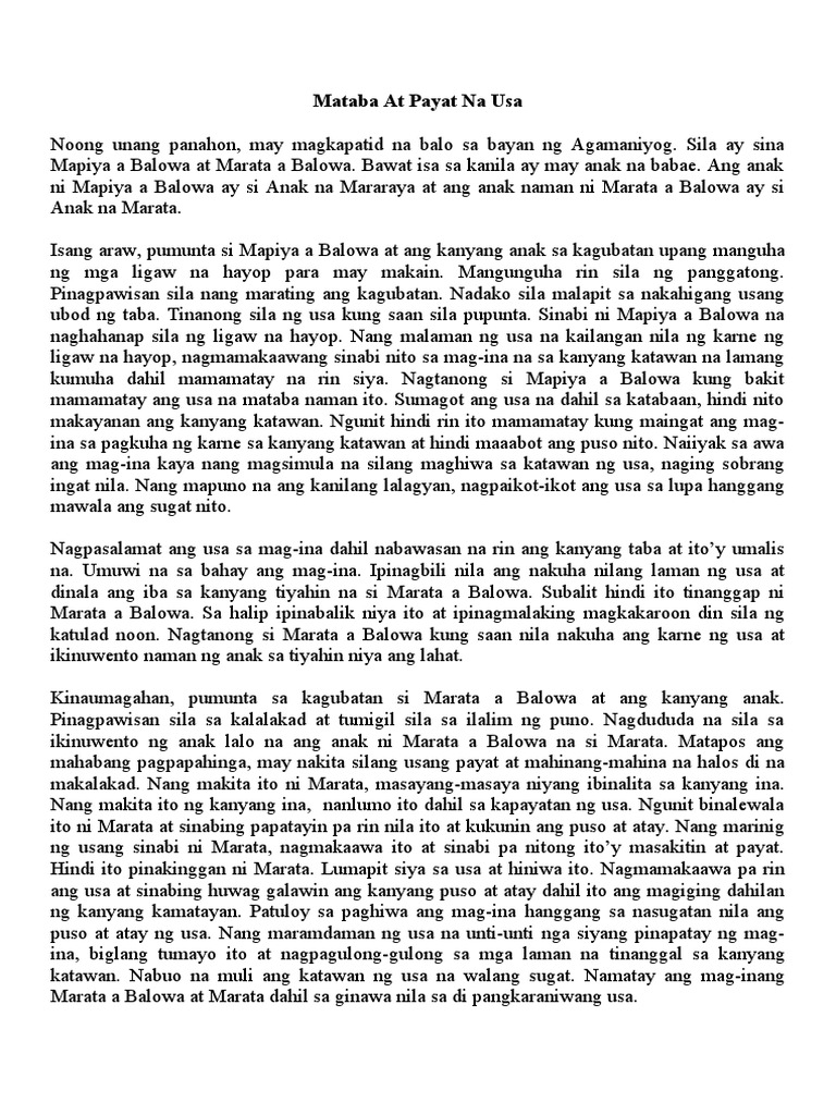 Mataba at Payat Na Usa | PDF