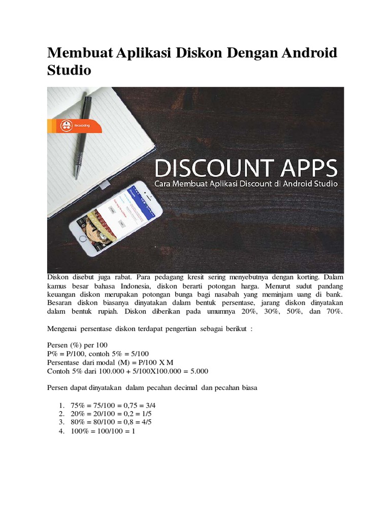 Membuat Aplikasi Diskon Dengan Android Studio | PDF