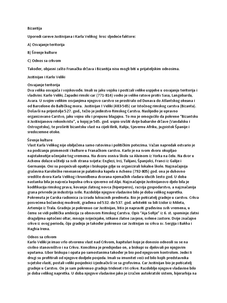 Justinijan I Karlo Veliki | PDF