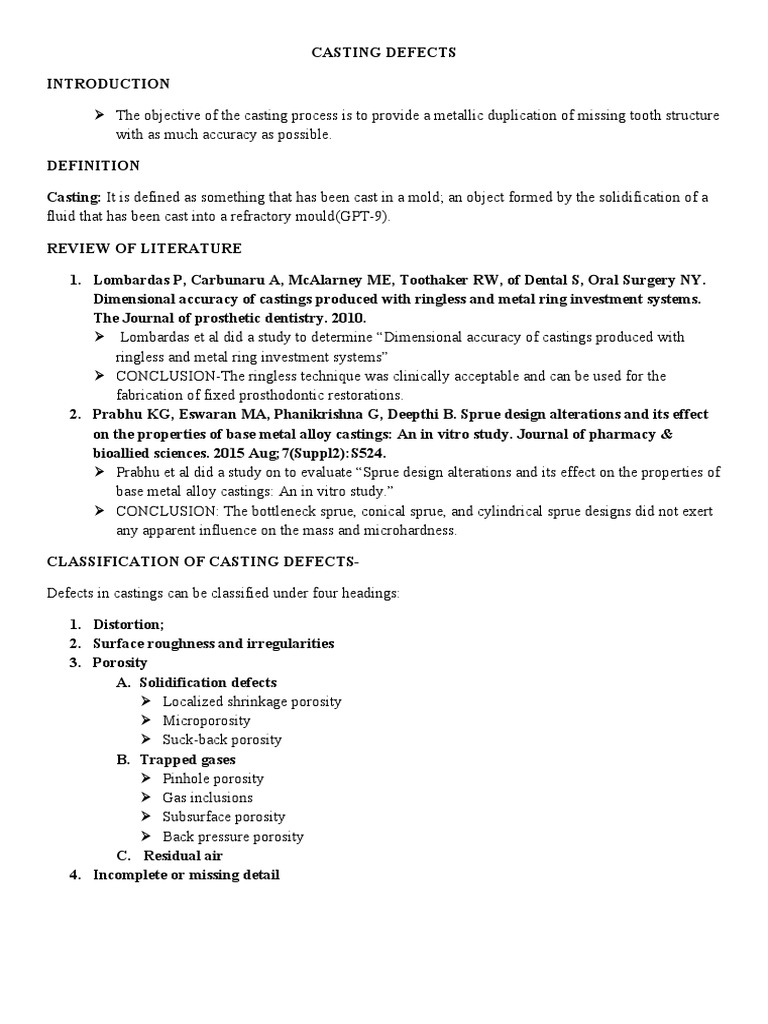 Casting Defects | PDF | Casting (Metalworking) | Industrial Processes