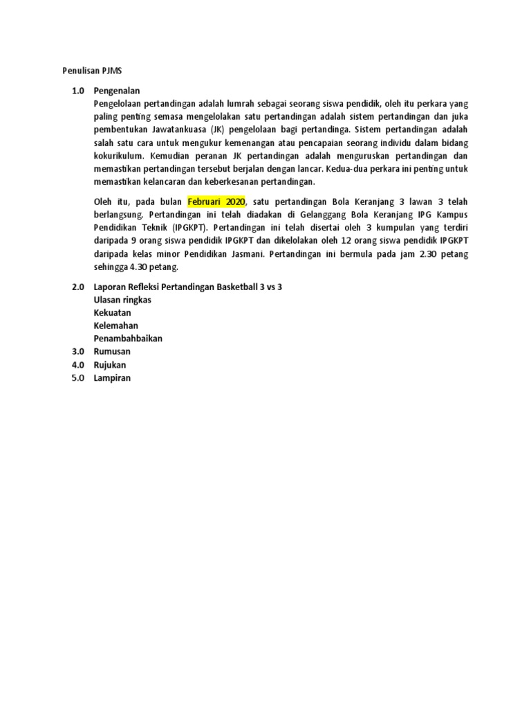 Penulisan PJMS | PDF | Olahraga & Rekreasi