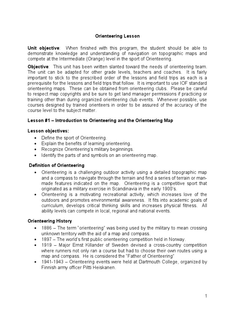 Orienteering Lesson | PDF | Compass | Contour Line