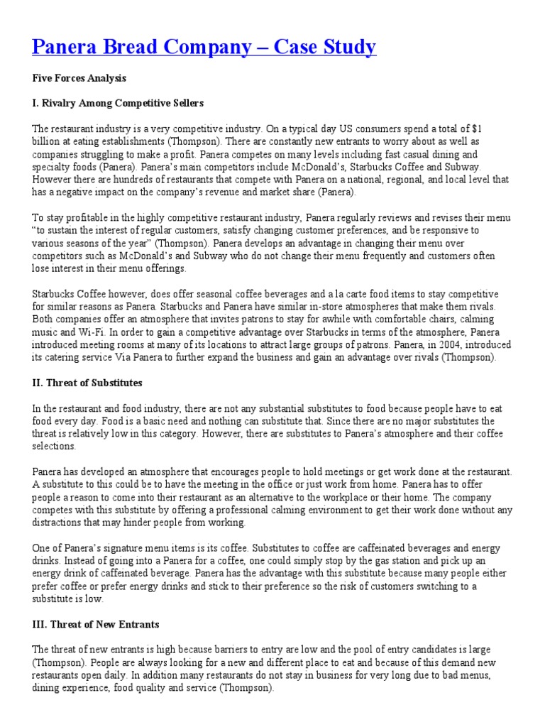 Panera Case INFO | Download Free PDF | Restaurants | Menu