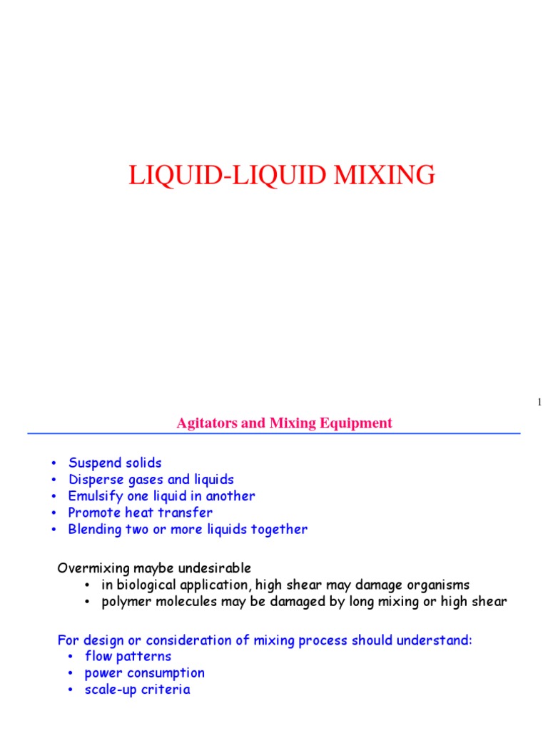 Liquid Liquid Mixing | PDF | Continuum Mechanics | Liquids