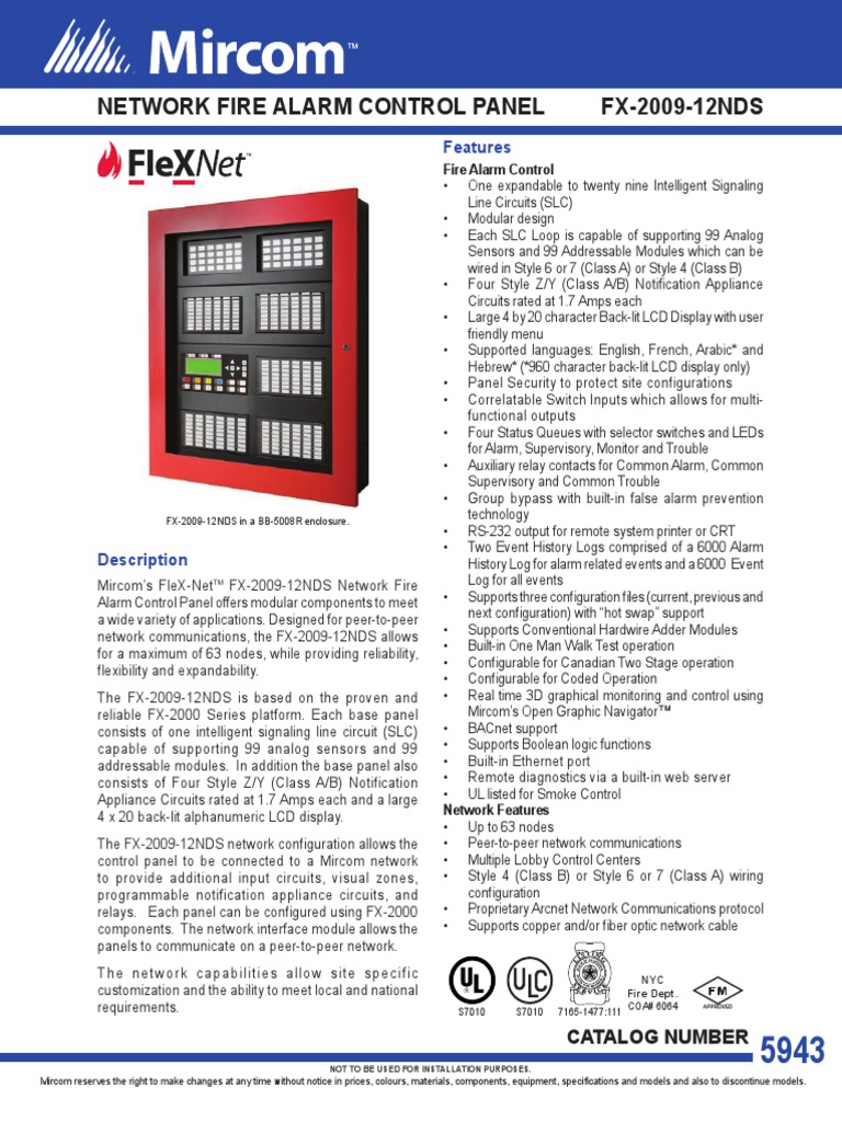 Network Fire Alarm Control Panel FX-2009-12NDS: Features | PDF ...