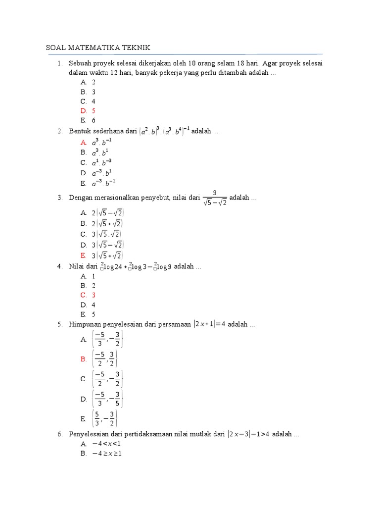 Soal Matematika Teknik | PDF