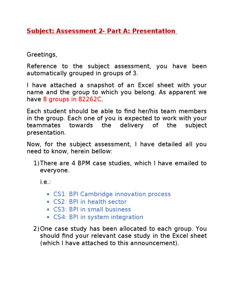 Instructions For Assessment 2A | PDF | Business Process Management ...