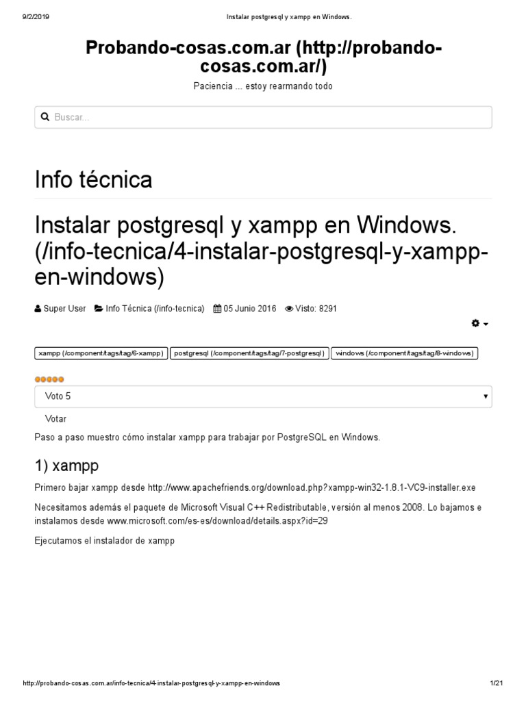 Instalar Postgresql y Xampp en Windows | Descargar gratis PDF | Postgre Sql | Php