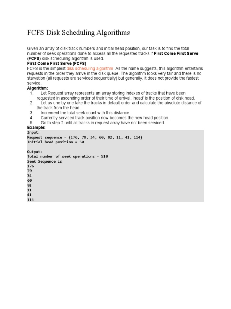 FCFS Disk Scheduling Algorithms | PDF FCFS Disk Scheduling Algorithms | PDF