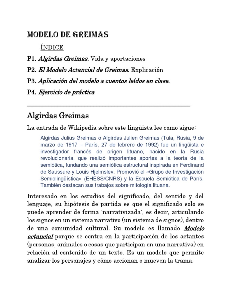 Modelo Actancial de Greimas Explicado | PDF | Comunicación humana | Cognición