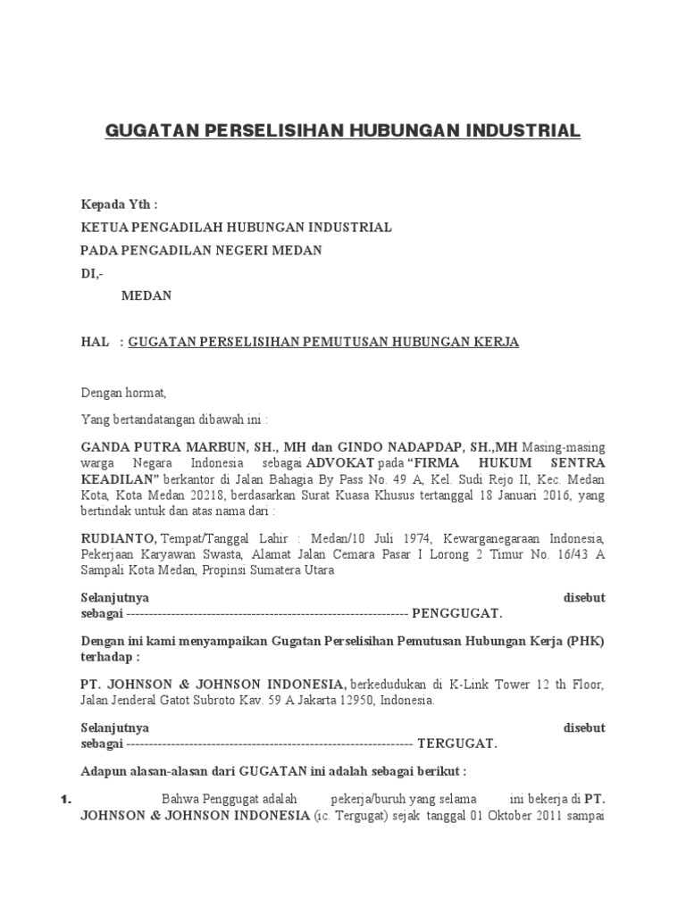 Gugatan Perselisihan Hubungan Industrial | PDF