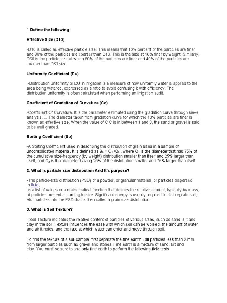 Effective Size (D10) : Fluid | PDF | Soil | Civil Engineering