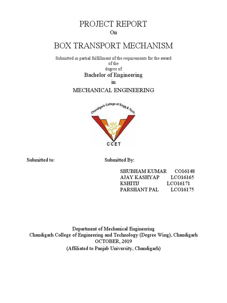 Project Report Box Transport Mechanism | PDF | Machines | Mechanical ...