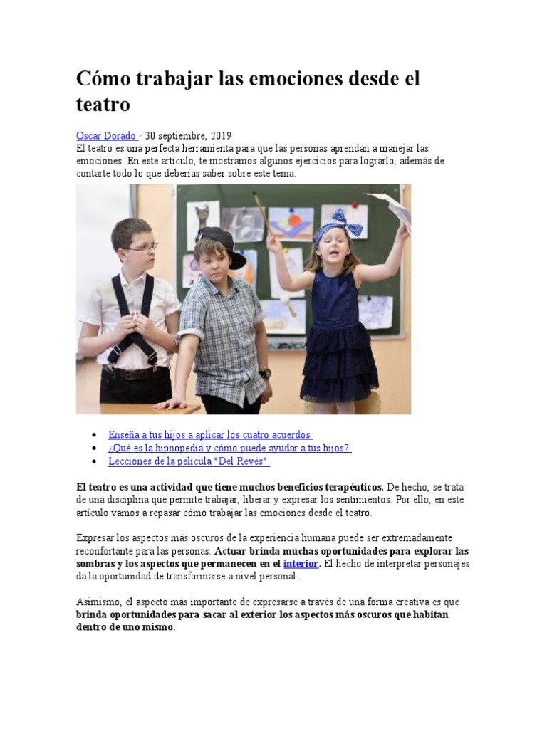 Cómo Trabajar Las Emociones Desde El Teatro | PDF | Teatro | Las emociones
