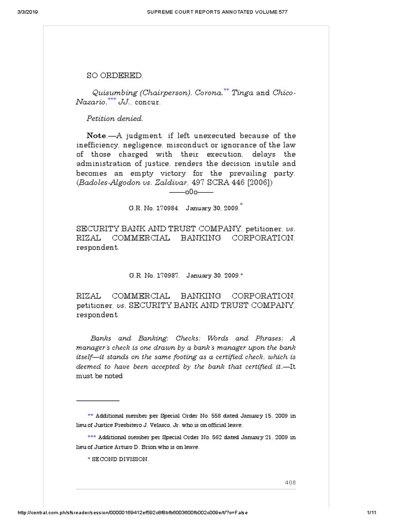 Security Bank Vs RCBC | PDF | Cheque | Damages