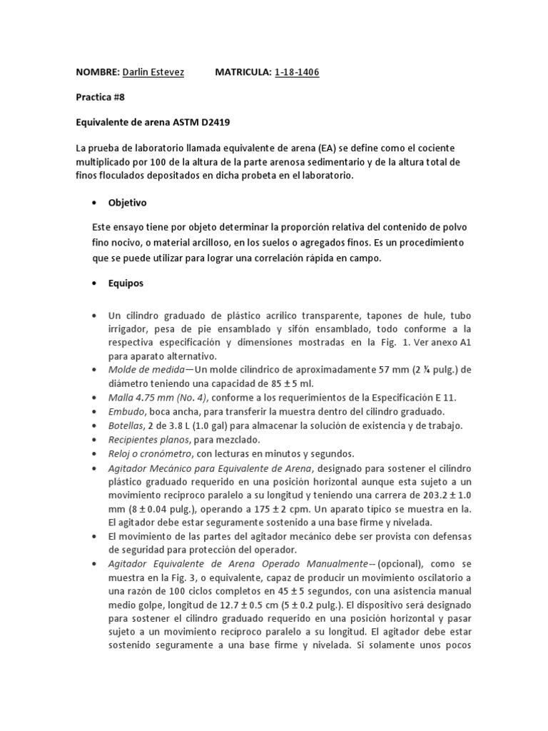 Equivalente de Arena Astm D2419 | PDF | Naturaleza | Science