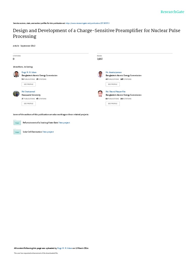 Design and develop a charge-sensitive preamplifier | PDF | Operational ...