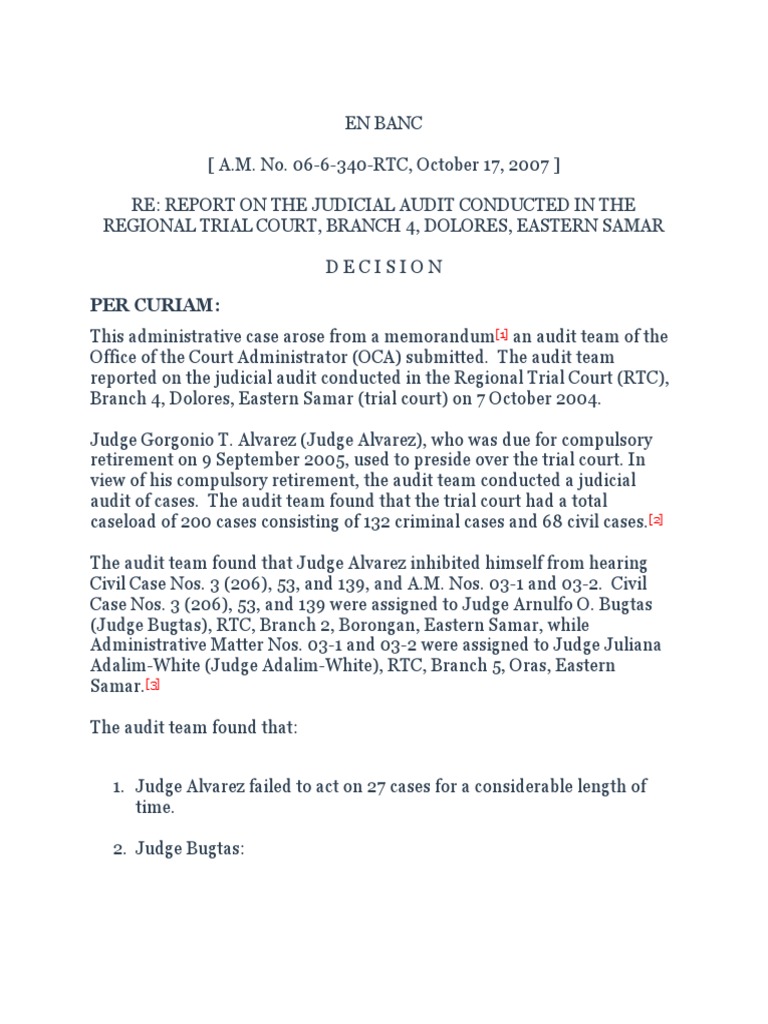 Judicial Audit Findings: RTC Branch 4 | PDF | Bail | Judge