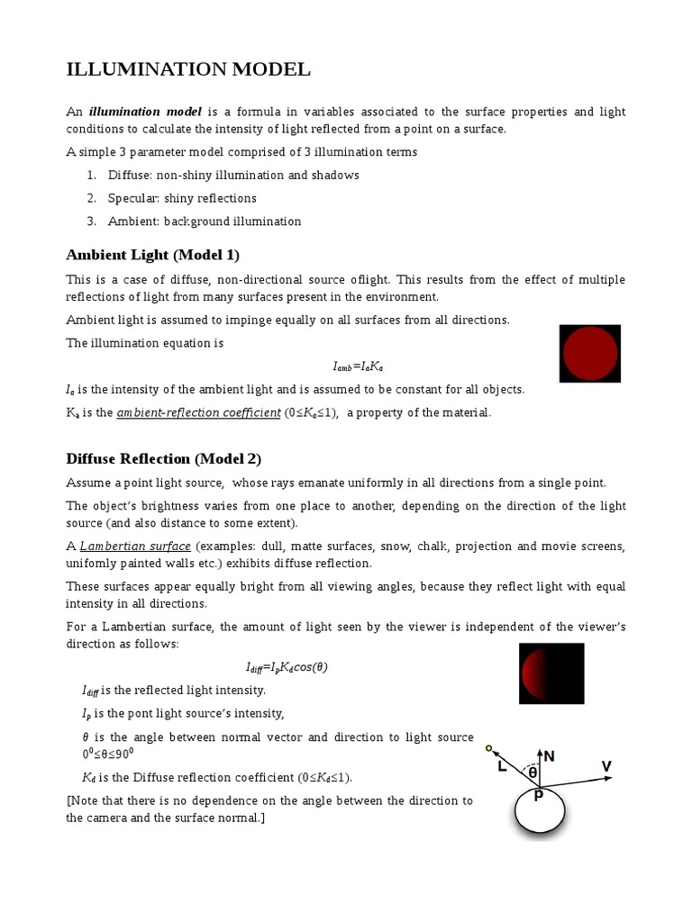 Illumination Models | PDF | Reflection (Physics) | Radiation