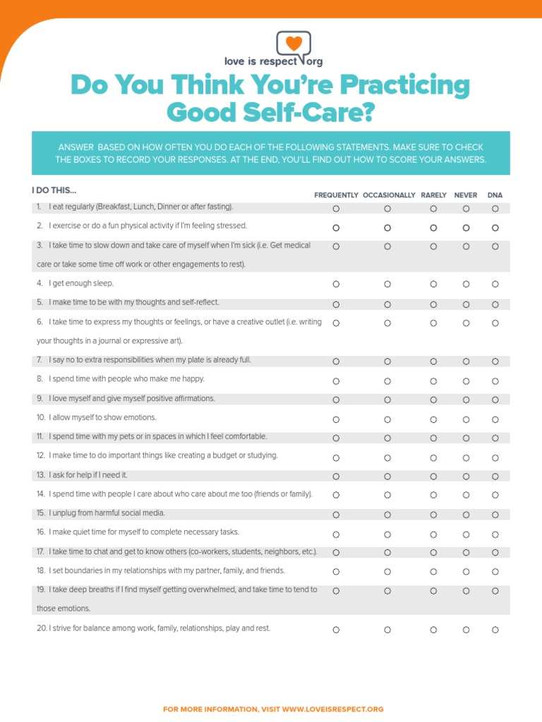 Self-Care Quiz | PDF | Feeling | Behavioural Sciences