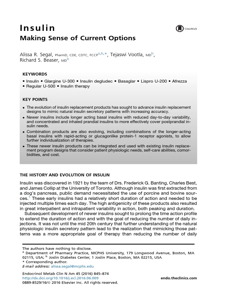 A Comprehensive Review of the Evolution of Insulin Options and Their ...