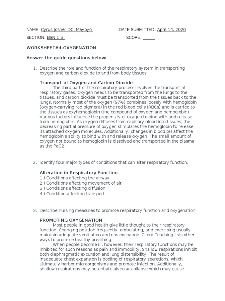 Funda Lec WS#4 Cjmayoyo | PDF | Hemoglobin | Respiratory System
