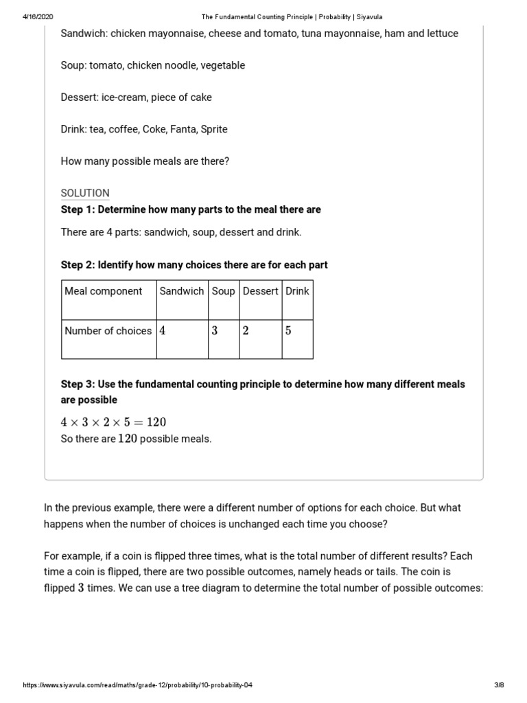 The Fundamental Counting Principle - Probability - Siyavula | PDF