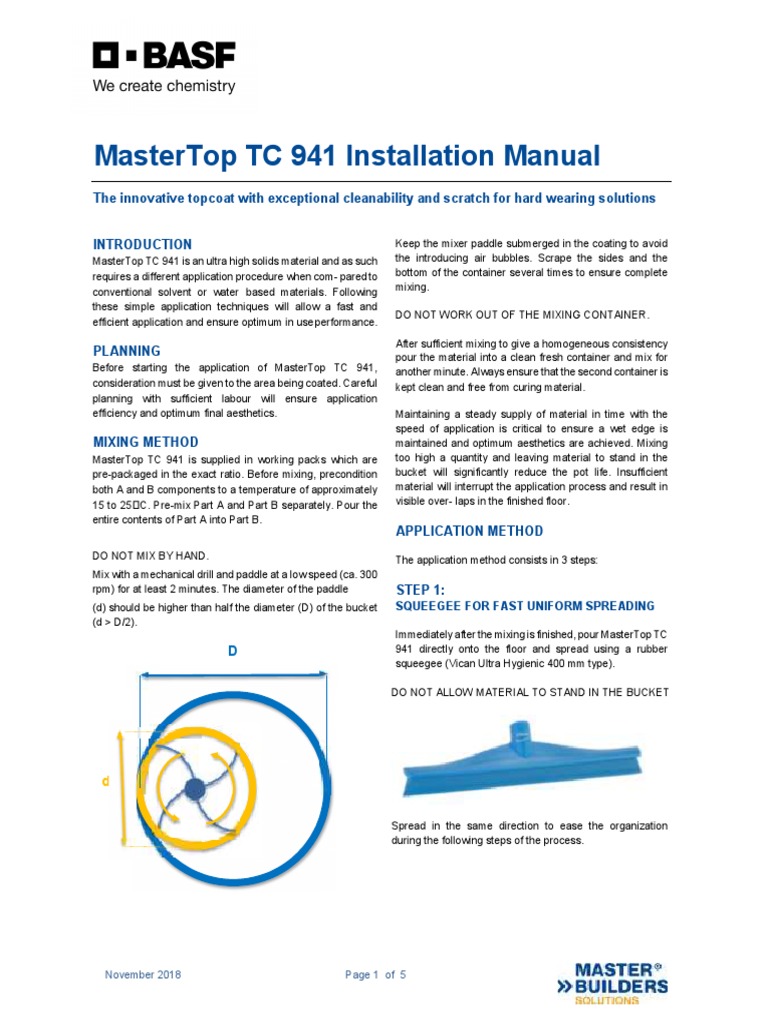 MasterTop TC 941 Installation Guide | PDF | Epoxy | Materials