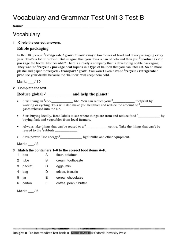 Vocabulary + Grammar Unit 3 Test B | PDF | Popcorn | Movie Theater Vocabulary + Grammar Unit 3 Test B | PDF | Popcorn | Movie Theater