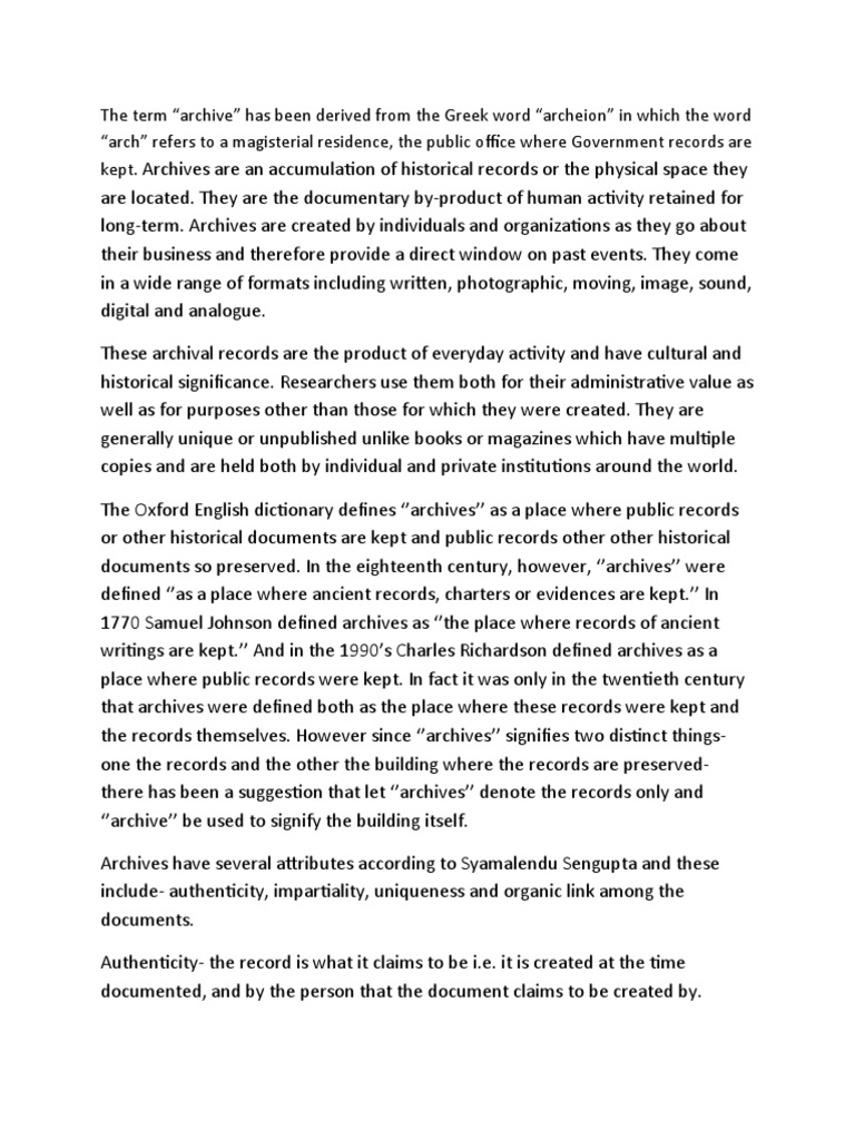 Archives | PDF | Archive | Preservation (Library And Archival Science)