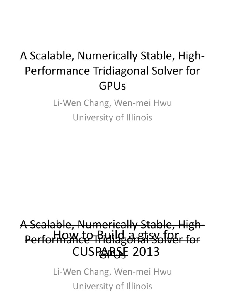 A Scalable, Numerically Stable, High-Performance Tridiagonal Solver For Gpus | PDF | Graphics ...