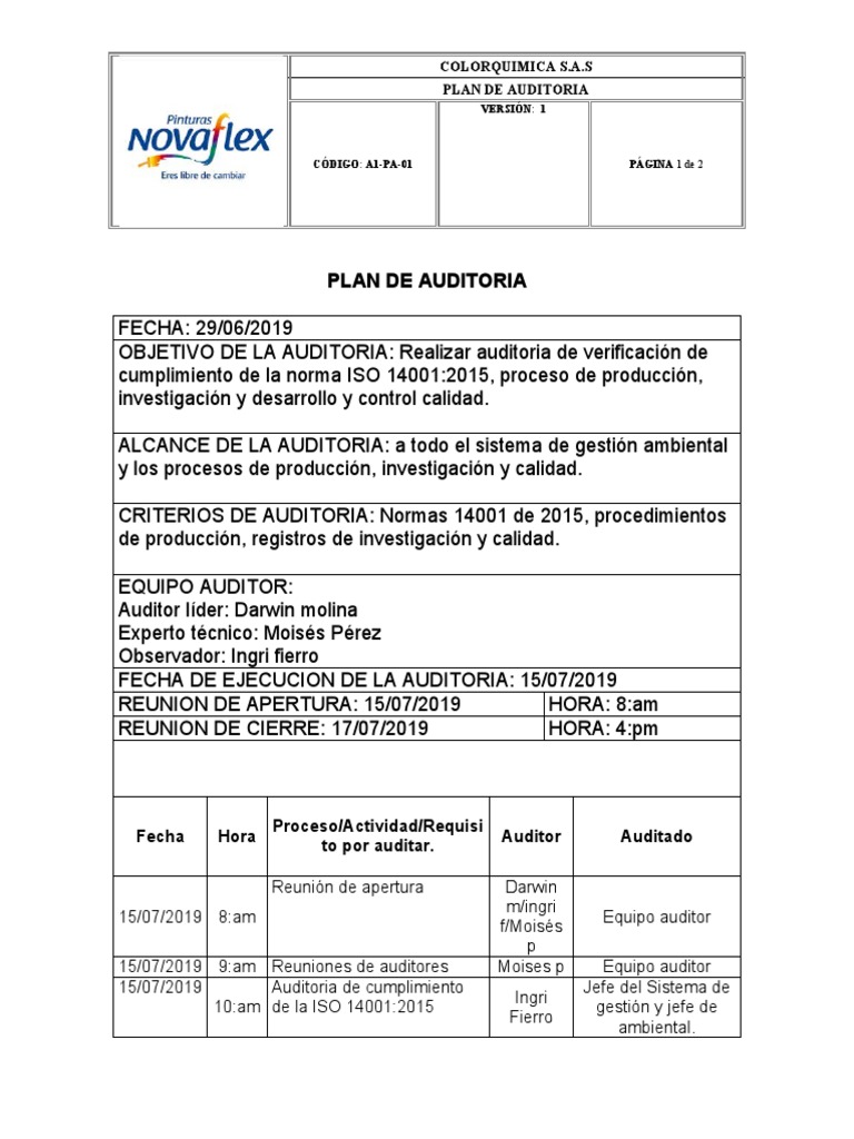 Modelo - Plan de Auditoria (1) - 1 | PDF | Auditoría | Contralor