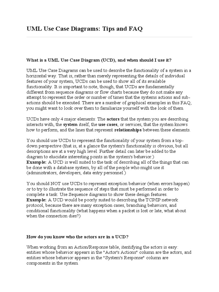 Uml Use Case Diagrams Pdf Use Case System