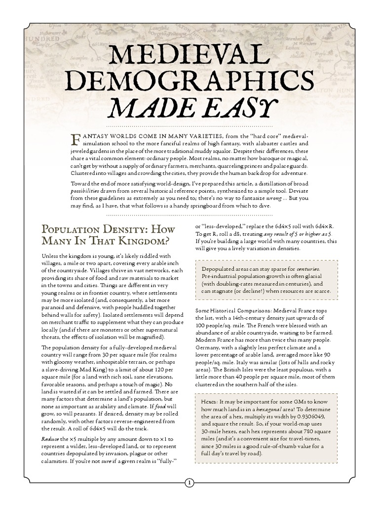 Medieval Demographics Made Easy 1 PDF | PDF | Cattle | Livestock