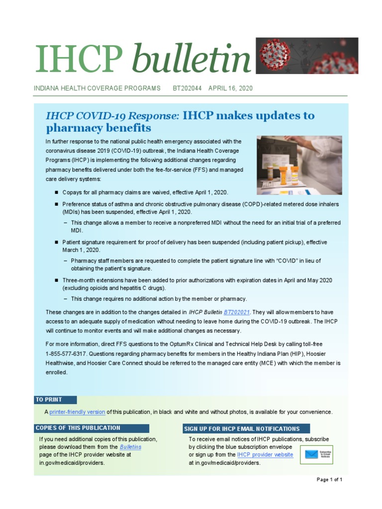 BT202044 IHCP Makes Update To Pharmacy Benefits | PDF | Pharmacy ...