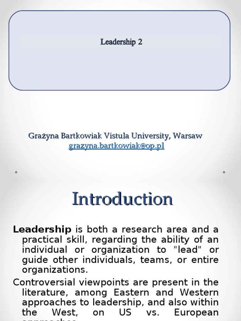 Leadership - Lecture - 2 | PDF | Reinforcement | Leadership