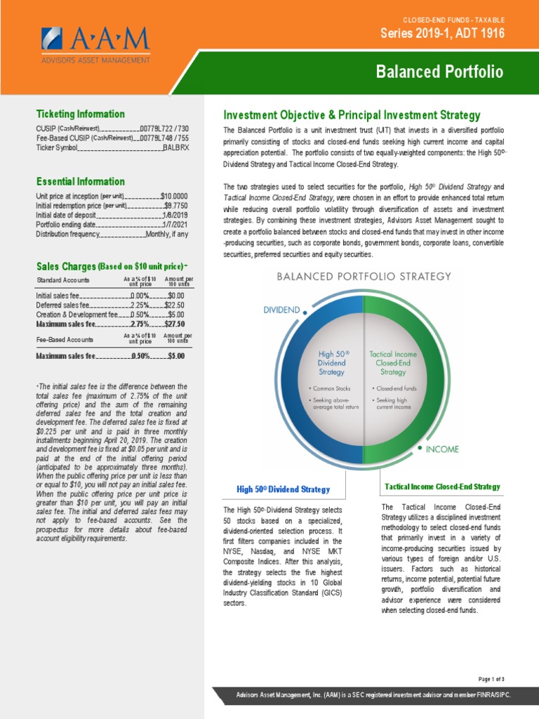 Balanced Portfolio 2019-1 FC | PDF | Closed End Fund | Bonds (Finance)