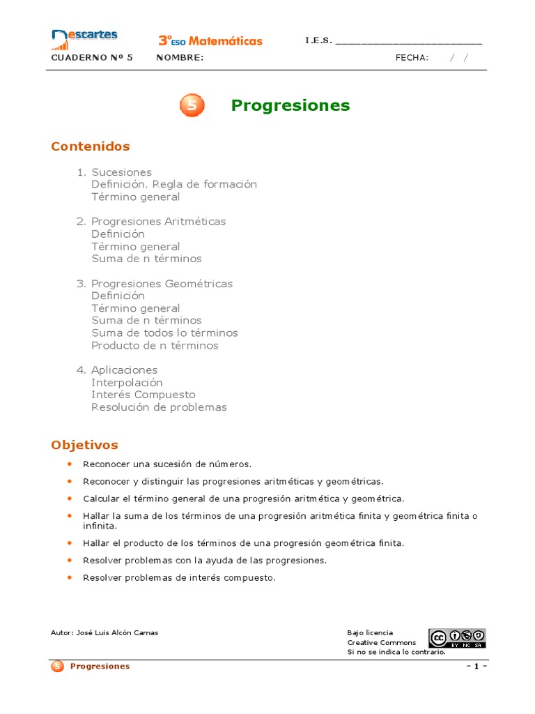 Progresiones PDF | PDF | Secuencia | Aritmética