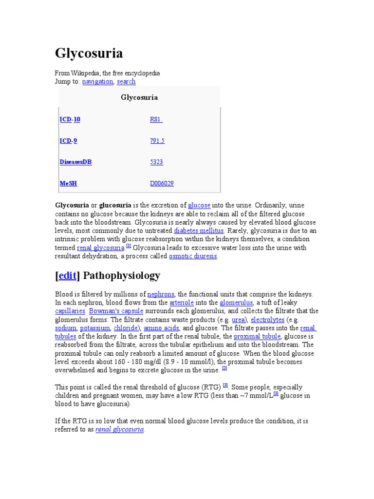 Glycosuria | PDF | Endocrine System | Urinary System