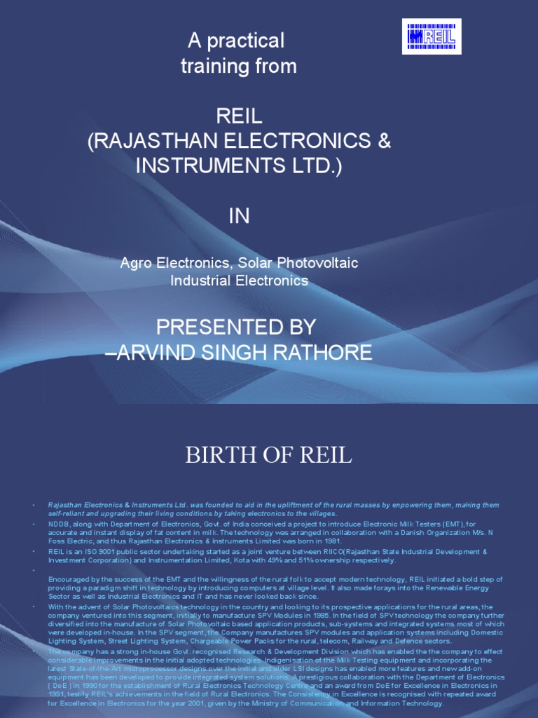 A Practical Training From Reil (Rajasthan Electronics & Instruments LTD ...