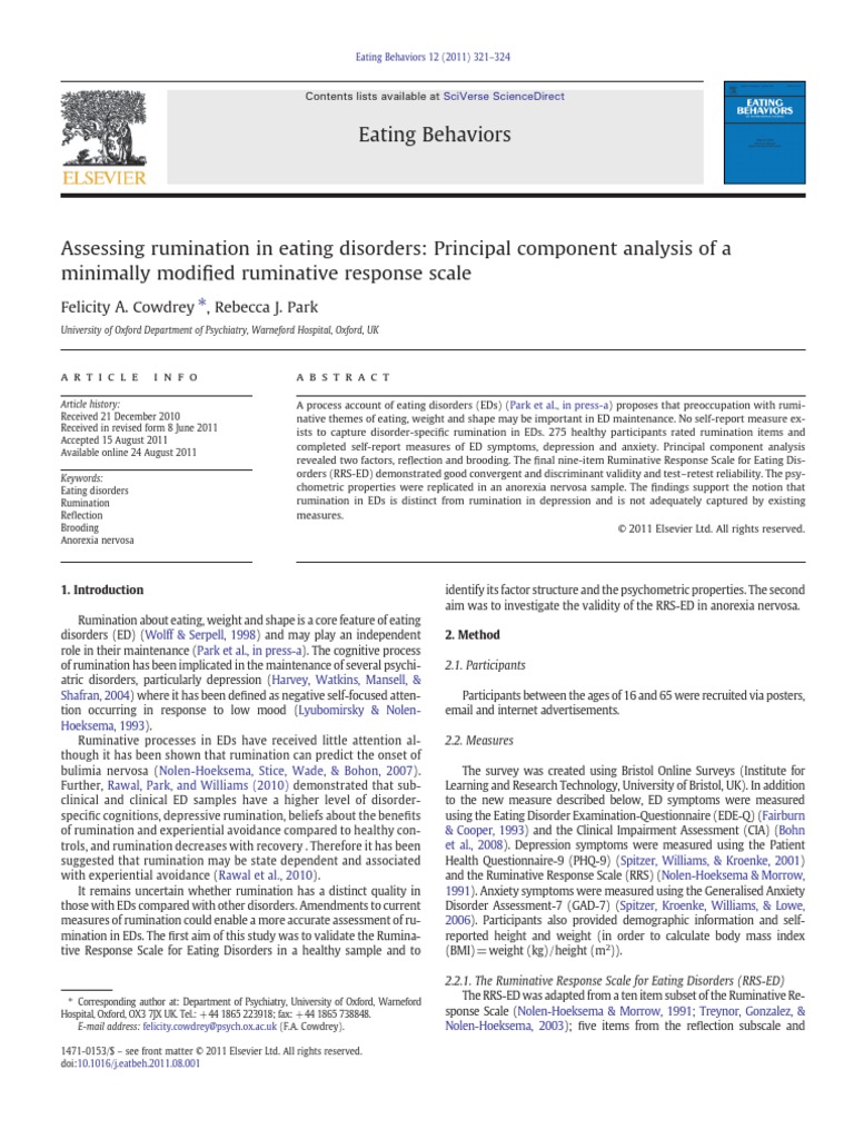 Cowdrey2011 - Rumination Scale PDF | PDF | Mental And Behavioural ...