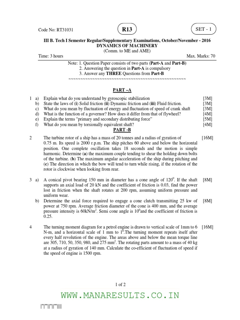 Dynamics of Machinery | PDF | Torque | Lever