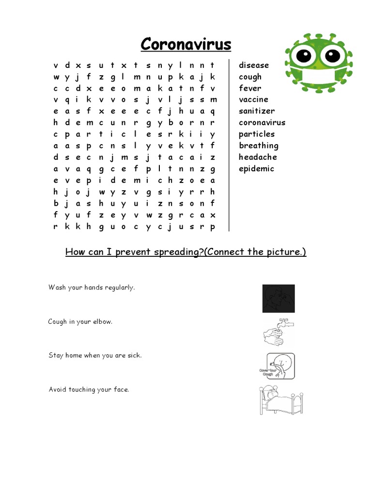 Coronavirus Word Search Worksheet | PDF