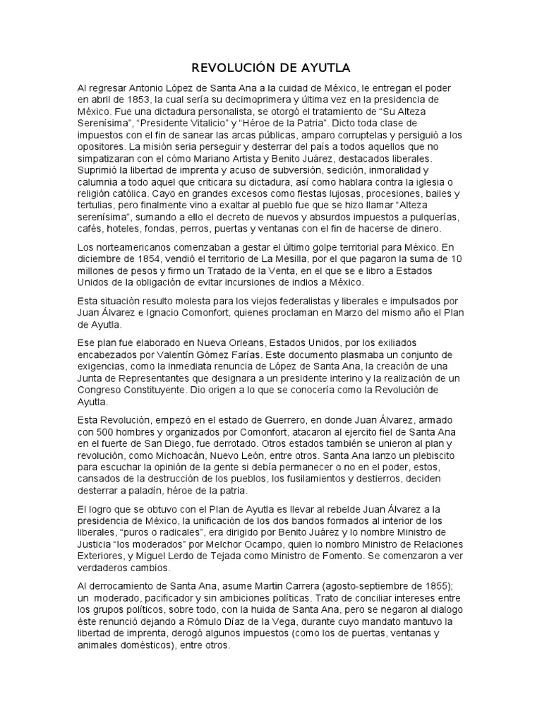 Revolución de Ayutla | PDF | México | Gobierno