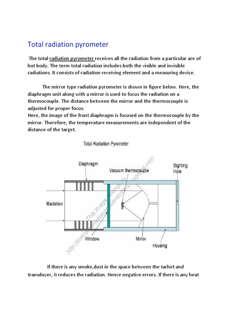 Total Radiation Pyrometer | PDF | Technology & Engineering