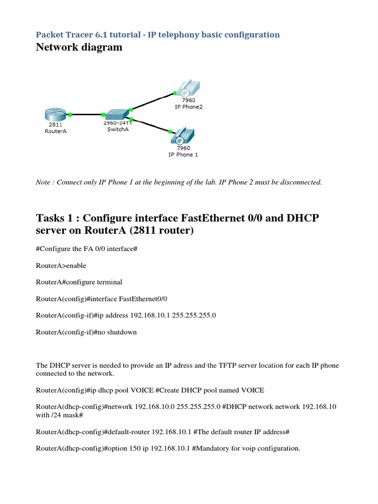 Packet Tracer 6.1 Tutorial - IP Telephony Basic Configuration | Download Free PDF | Router ...