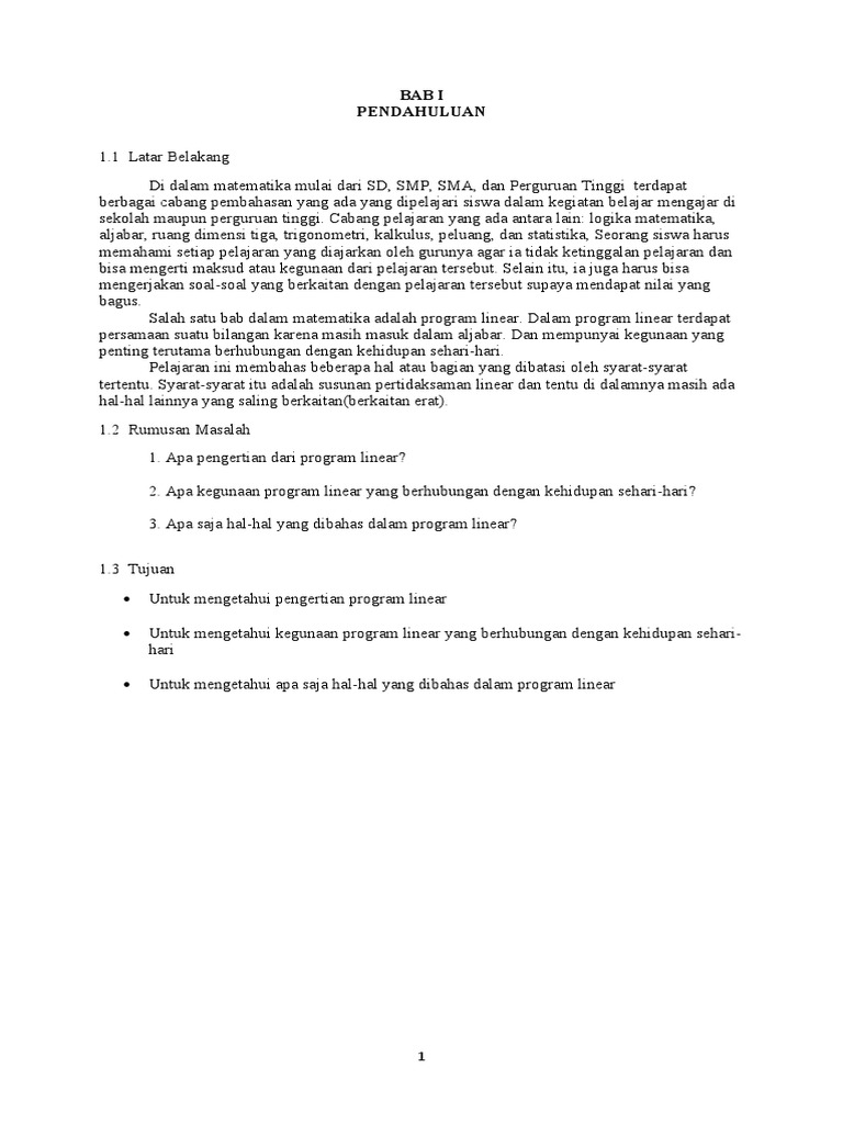 Contoh Makalah Matematika Program Linear | PDF