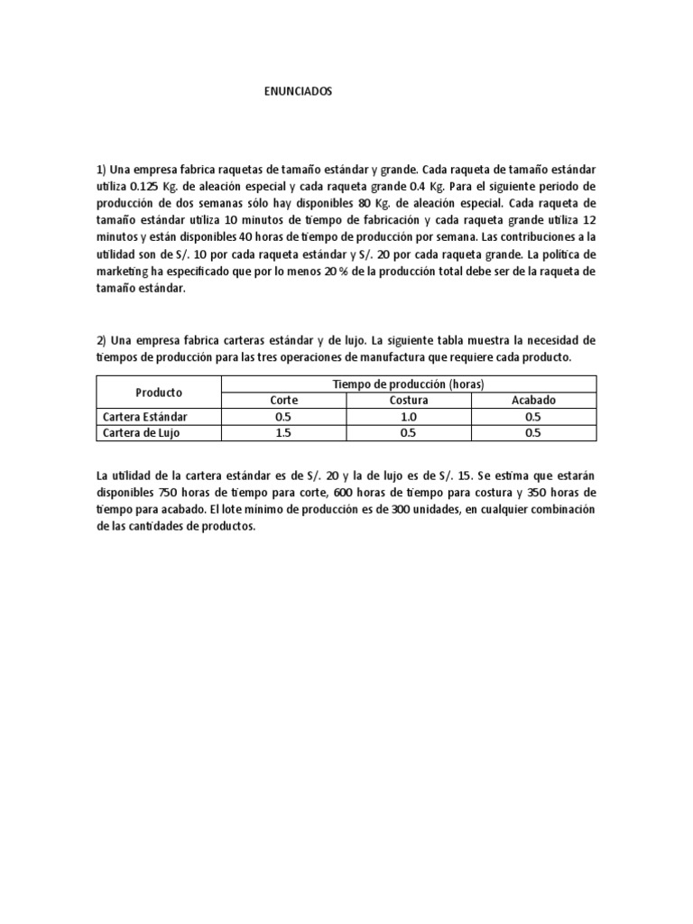 Ejercicios de Solver en Excel | PDF