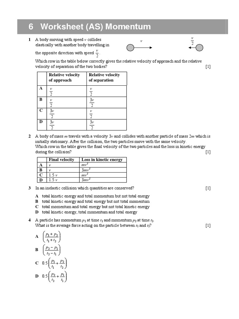 Worksheet (AS) PDF | PDF | Collision | Momentum