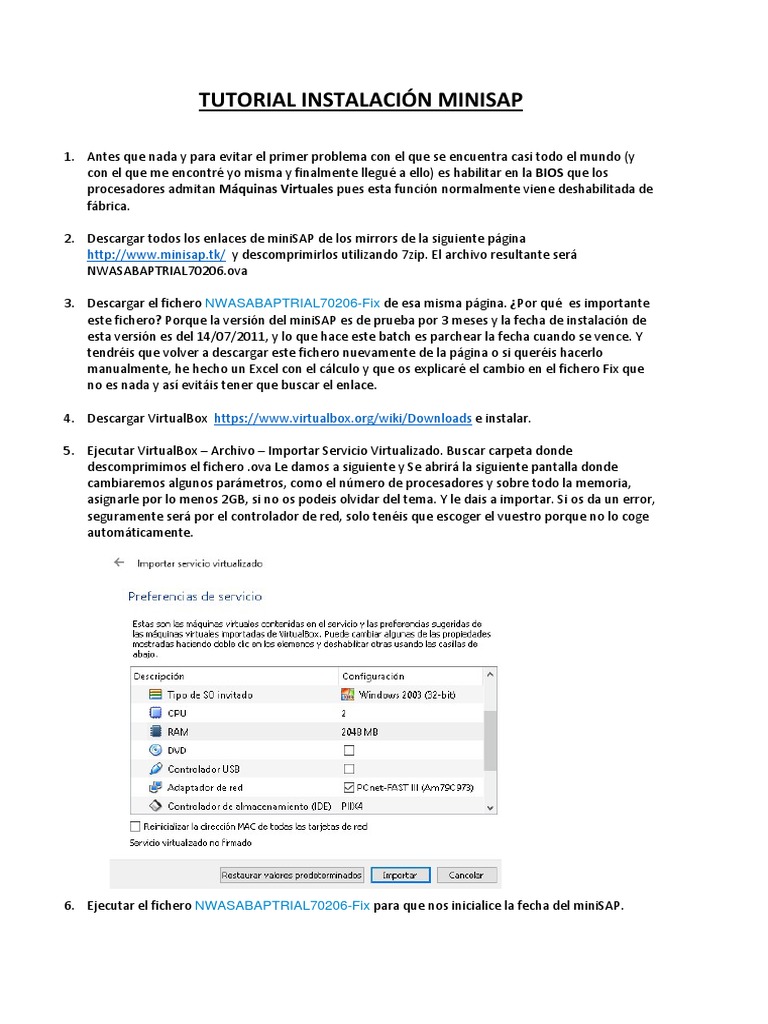 Tutorial Instalacion Minisap | PDF | Virtualización | Archivo de ...